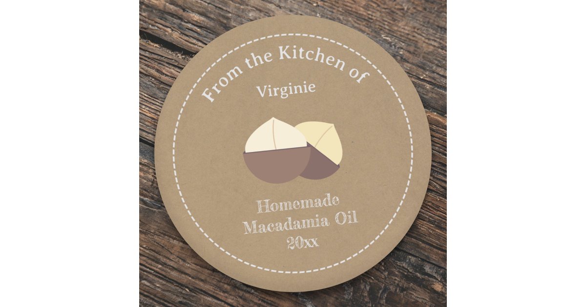 Rustic Macadamia Oil Label Sticker | Zazzle