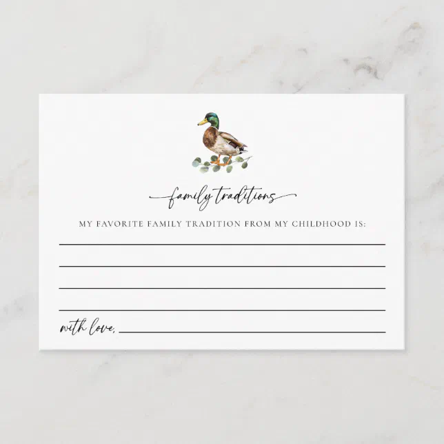 Rustic Mallard Duck Family Traditions Baby Shower Enclosure Card | Zazzle