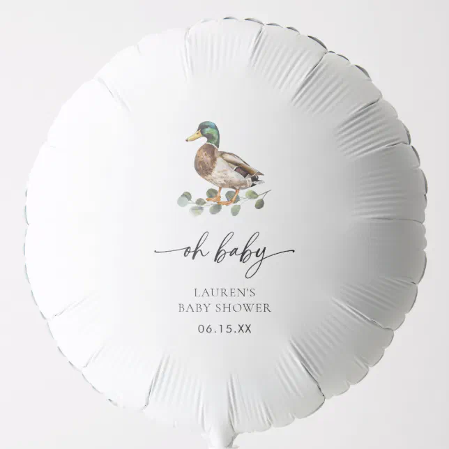 Rustic Mallard Duck Oh Baby Baby Shower Balloon | Zazzle