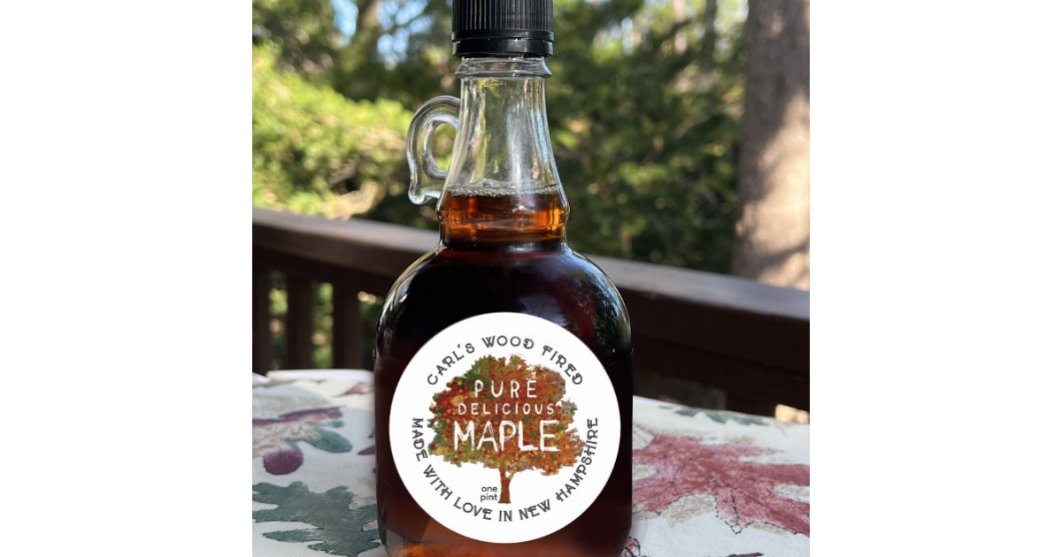 RUSTIC MAPLE autumn colors pure maple syrup Classic Round Sticker | Zazzle