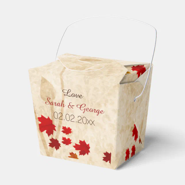 Rustic Maple Leaves Fall wedding favor boxes | Zazzle