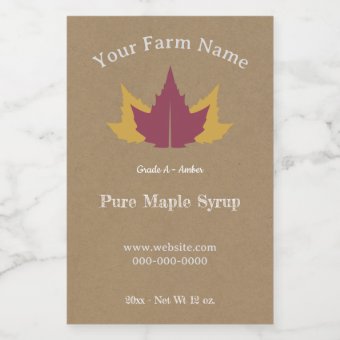 Rustic Maple Syrup Label Sticker | Zazzle
