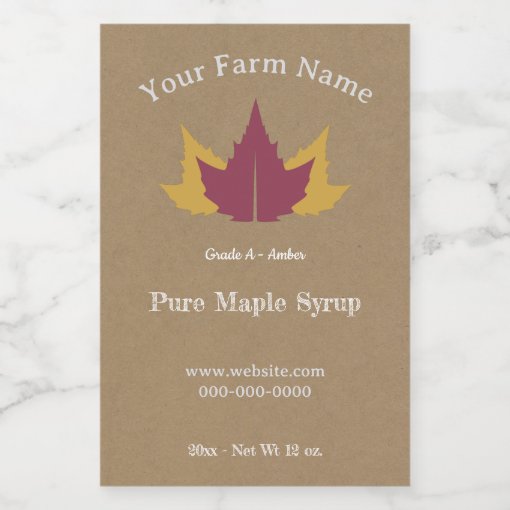 Rustic Maple Syrup Label Sticker | Zazzle