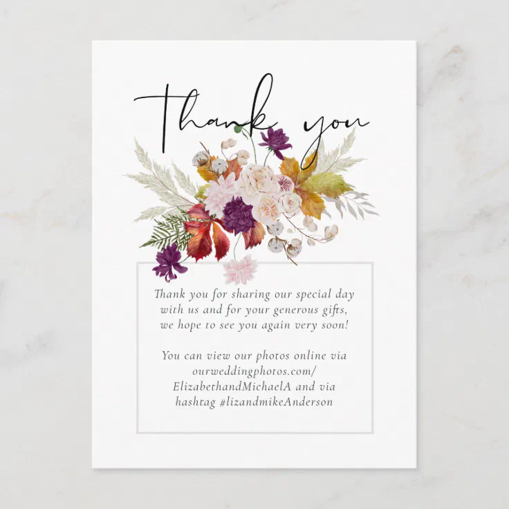 Rustic Maroon Ginger Blush Wedding Postcard | Zazzle