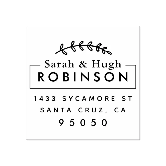Rustic Married Couple Return Address Wedding Gift Rubber Stamp | Zazzle