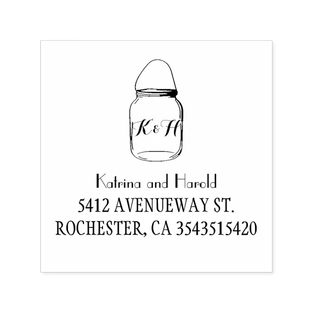 Rustic Mason Jar Barn Wedding Self-inking Stamp | Zazzle