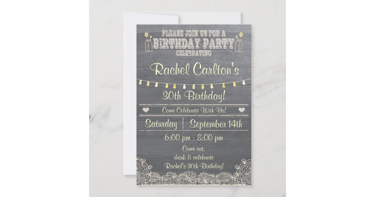 Rustic Mason Jar Birthday Party Invitation | Zazzle