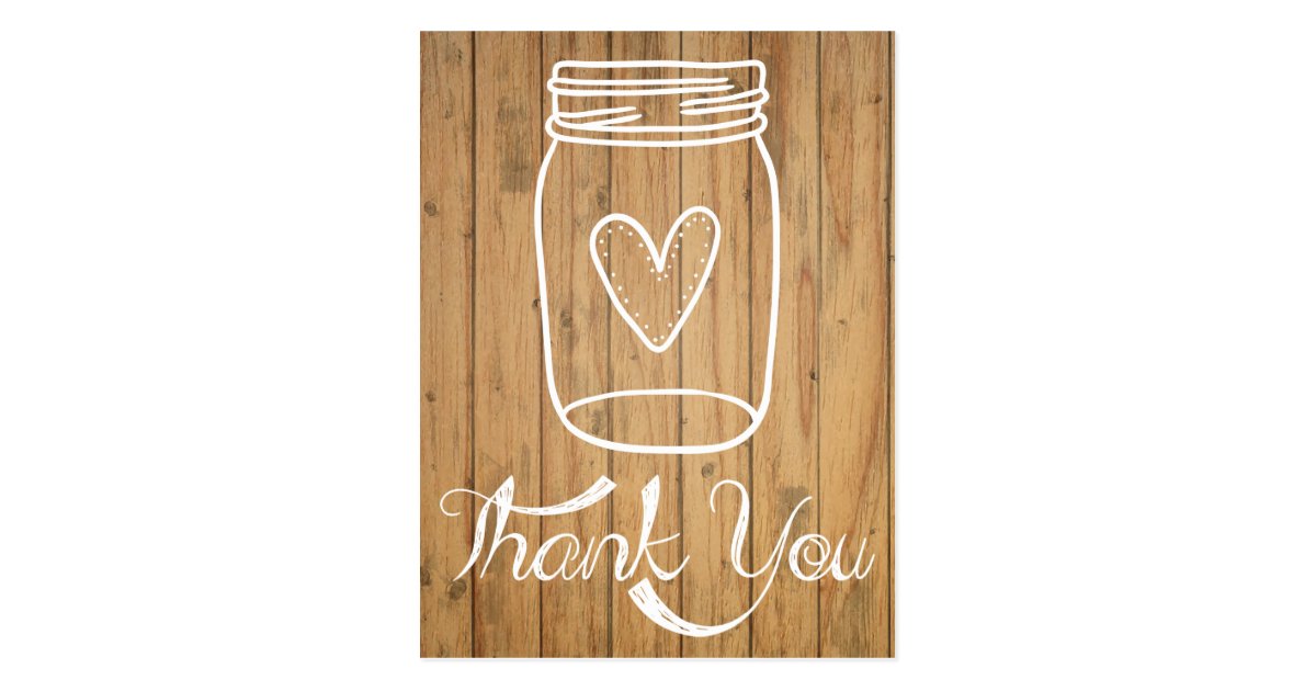 Rustic Mason Jar Brown Wood Postcard | Zazzle.com
