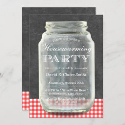 Rustic Mason Jar Chalkboard Housewarming Party Invitation | Zazzle