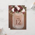 Rustic Mason Jar Floral Large Wedding Table Number | Zazzle