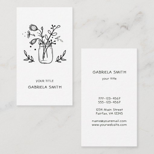 Rustic Mason Jar Flowers Portrait Business Card | Zazzle