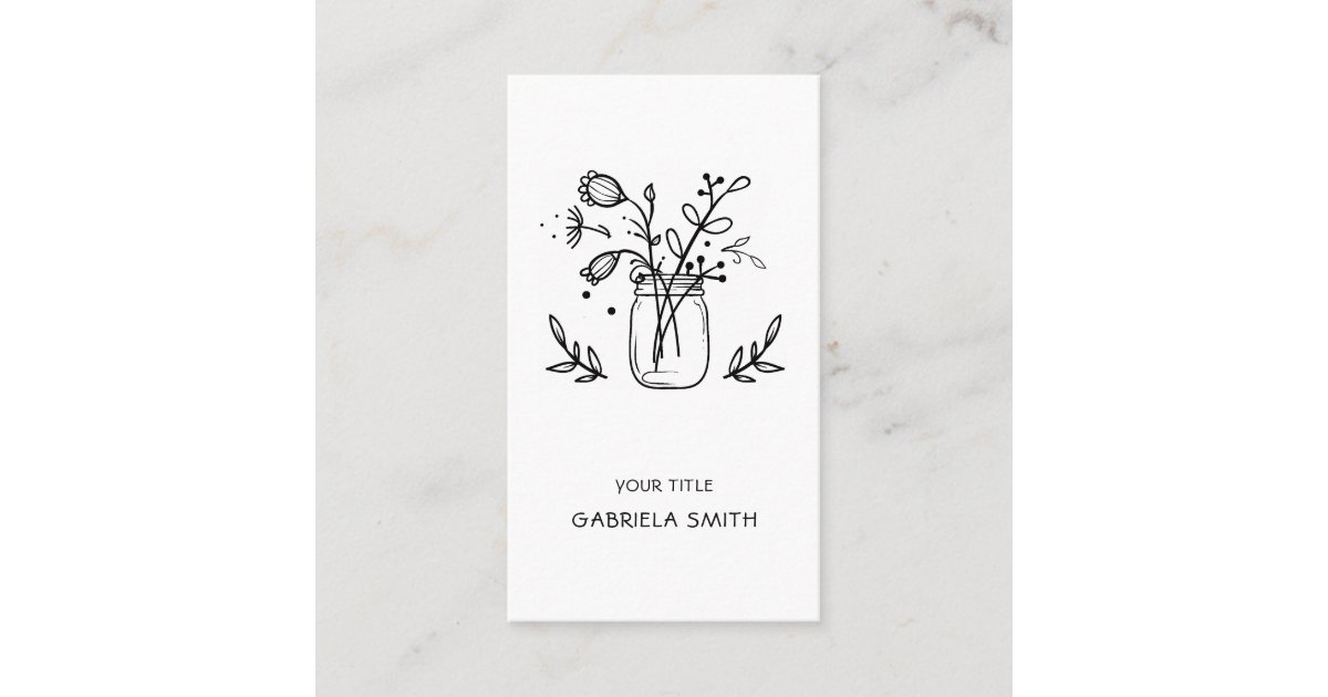 Rustic Mason Jar Flowers Portrait Business Card | Zazzle