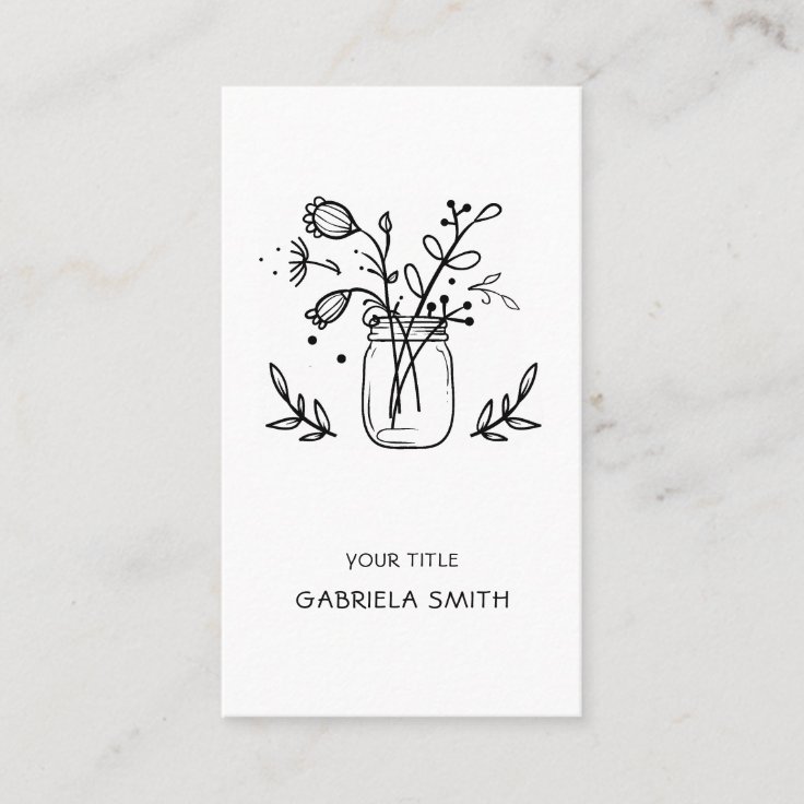 Rustic Mason Jar Flowers Portrait Business Card | Zazzle