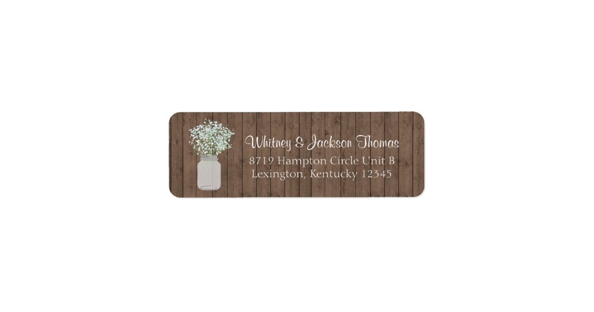 Rustic Mason Jar Return Address Label | Zazzle