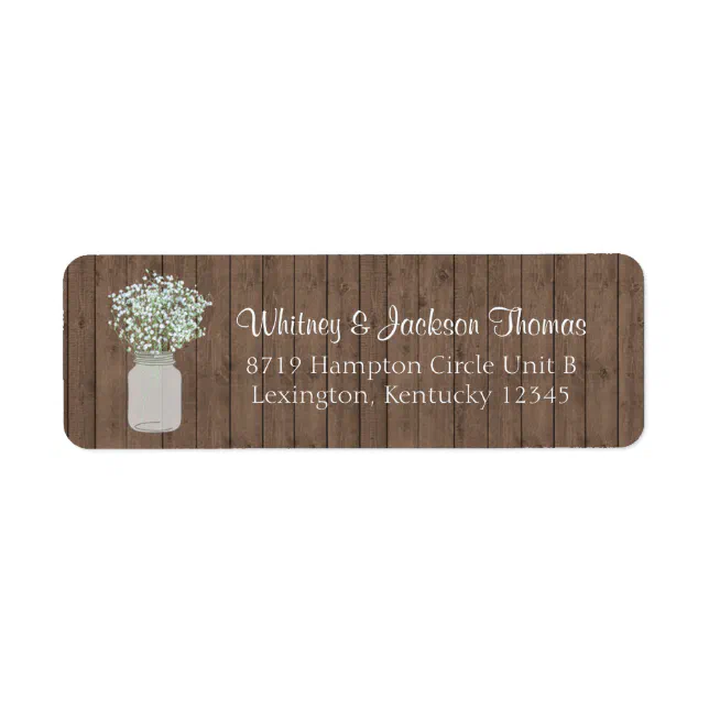 Rustic Mason Jar Return Address Label | Zazzle