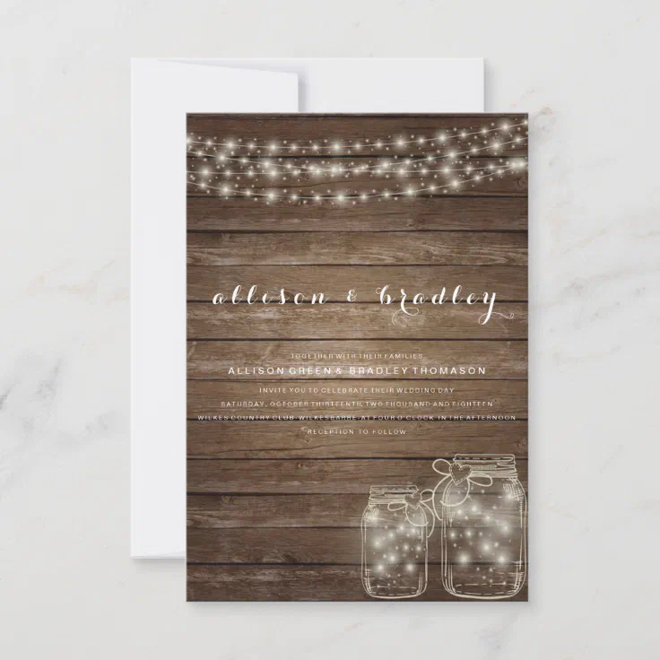 Rustic Mason Jar | Rustic Wedding Invitation | Zazzle