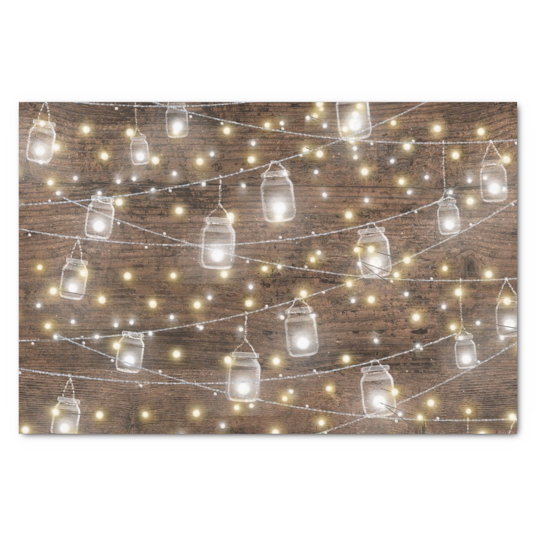 Rustic Mason Jar String Lights Romantic Tissue Paper | Zazzle