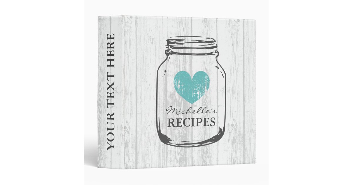 Rustic mason jar vintage wooden recipe binder book | Zazzle
