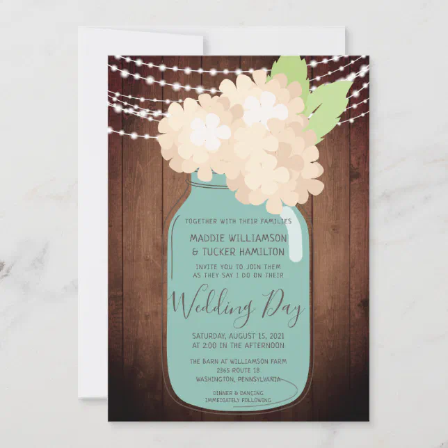 Rustic Mason Jar Wedding Invitation | Zazzle
