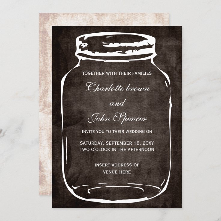 rustic mason jar wedding invitation | Zazzle
