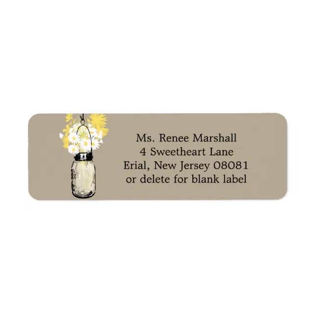 Rustic Mason Jar Wedding Label | Zazzle