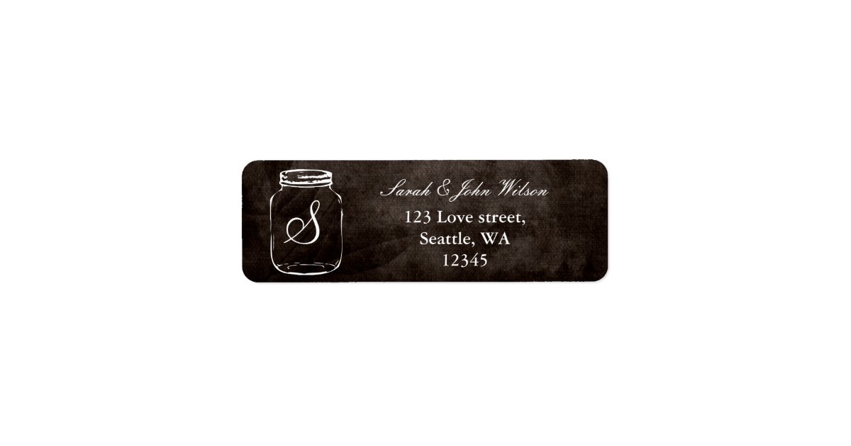 rustic mason jar wedding ,return address label | Zazzle