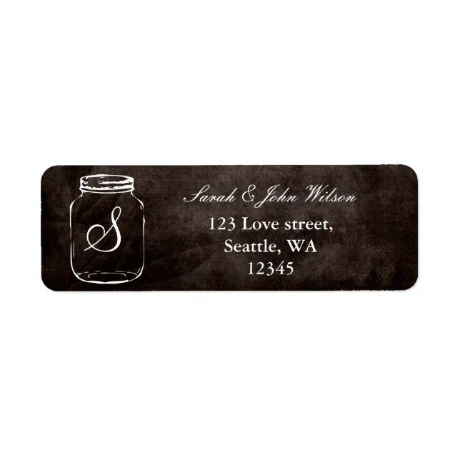 rustic mason jar wedding ,return address label | Zazzle