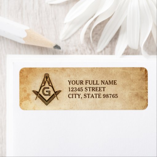 Rustic Masonic Address Labels | Old Parchment | Zazzle