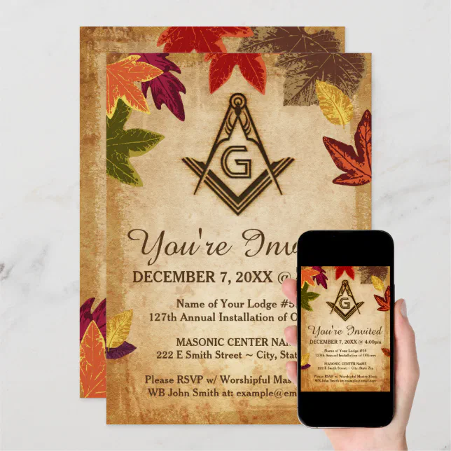 Rustic Masonic Invitation Templates | Freemason | Zazzle