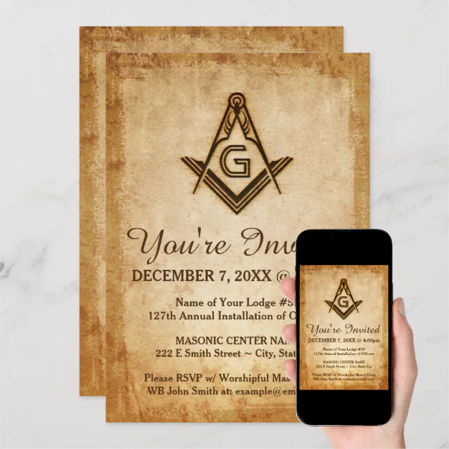 Rustic Masonic Invitations | Freemason Parchment | Zazzle