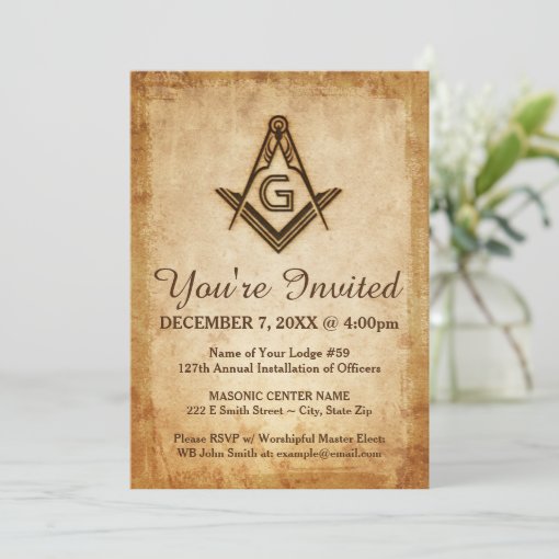 Rustic Masonic Invitations | Freemason Parchment | Zazzle