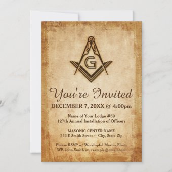 Rustic Masonic Invitations | Freemason Parchment | Zazzle