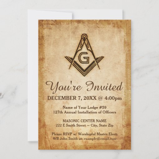 Rustic Masonic Invitations | Freemason Parchment | Zazzle