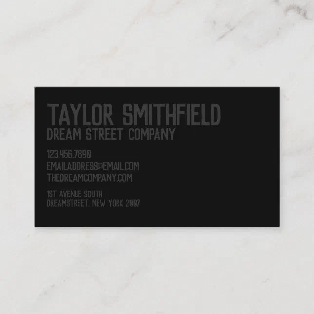 Rustic Matte Black Professional Business Card | Zazzle