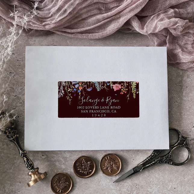 Rustic Meadow Botanical Wedding RSVP Address Label | Zazzle