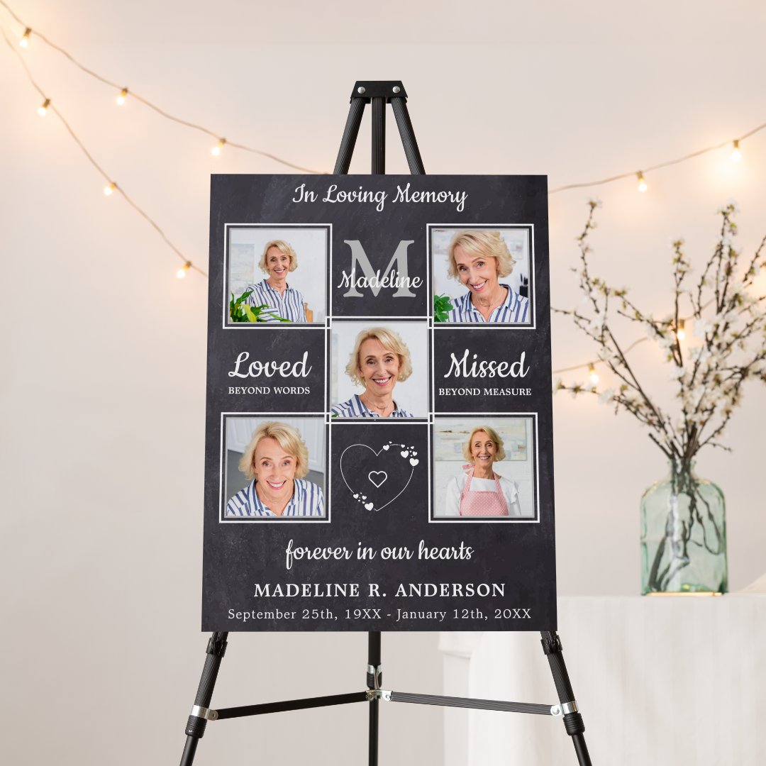 Rustic Memorial 5 Photo Loving Memory Funeral Foam Board | Zazzle