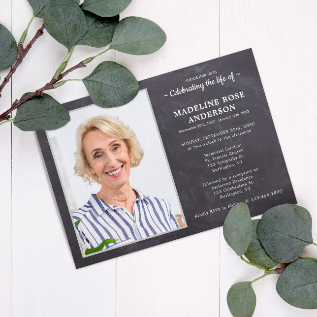 Rustic Memorial Celebration Of Life Photo Funeral Invitation | Zazzle