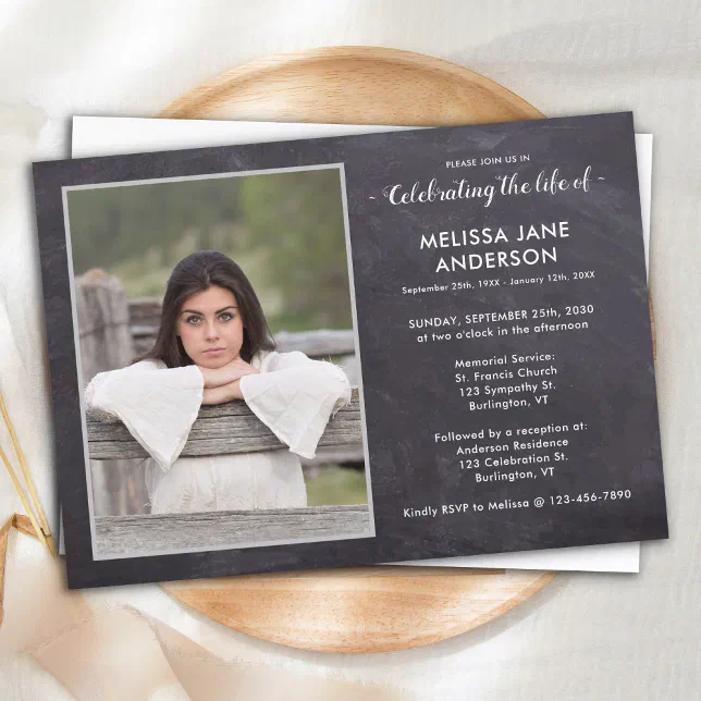 Rustic Memorial Photo Celebration Of Life Funeral Invitation | Zazzle