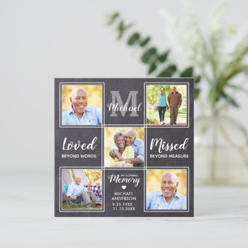 Rustic Memorial Photo Collage Keepsake Sympathy Thank You Card | Zazzle