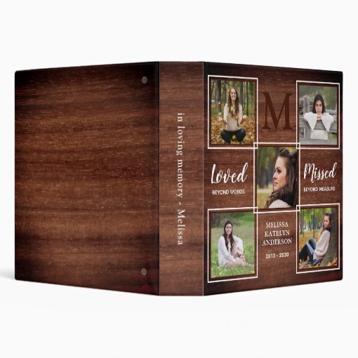 Rustic Memorial Remembrance Keepsake Photo Album 3 Ring Binder | Zazzle