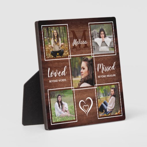 Rustic Memorial Remembrance Photo Collage Keepsake Plaque | Zazzle