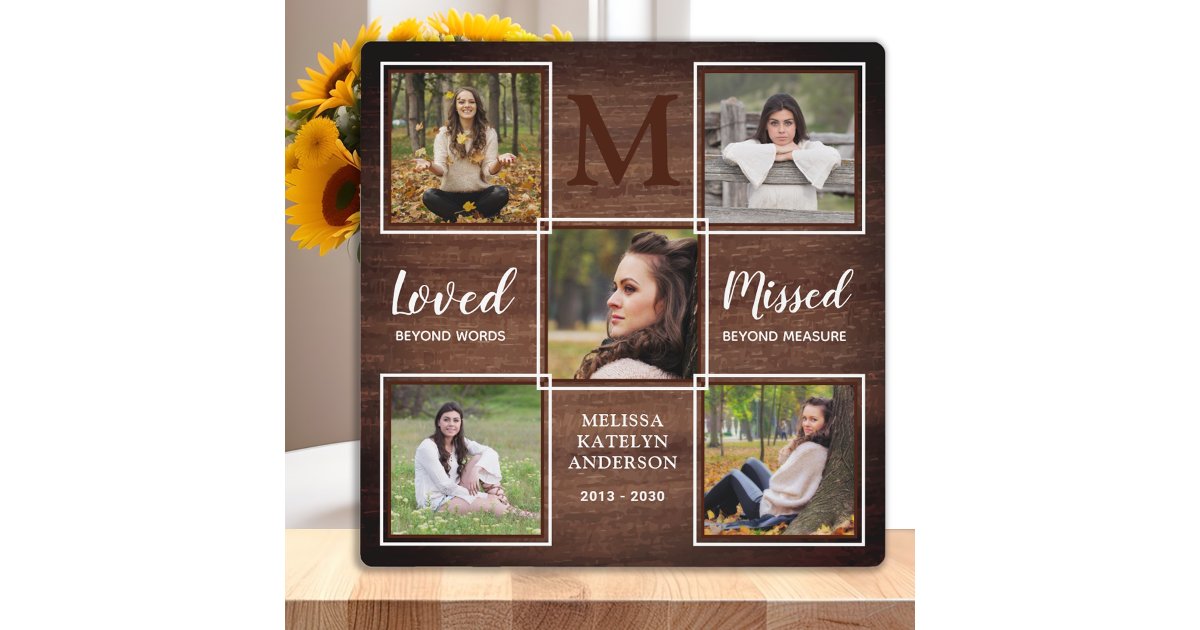 Rustic Memorial Remembrance Photo Collage Keepsake Plaque | Zazzle