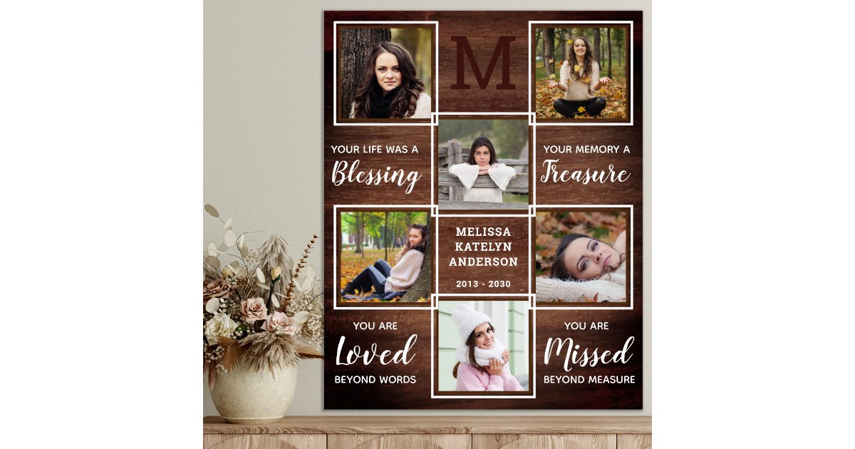 Rustic Memorial Remembrance Photo Keepsake Funeral Poster | Zazzle