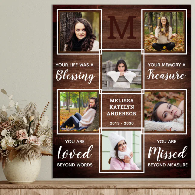 Rustic Memorial Remembrance Photo Keepsake Funeral Poster | Zazzle