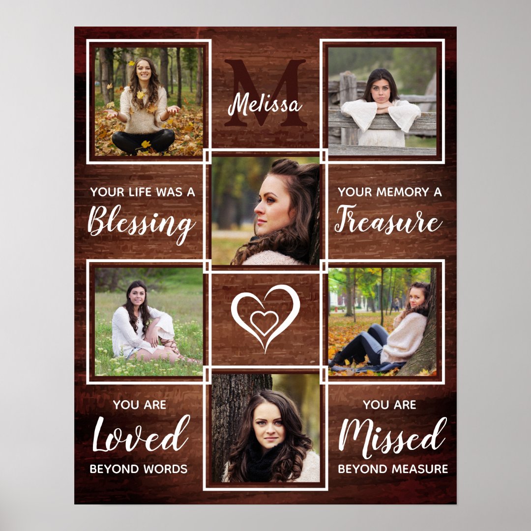 Rustic Memorial Remembrance Photo Keepsake Funeral Poster | Zazzle