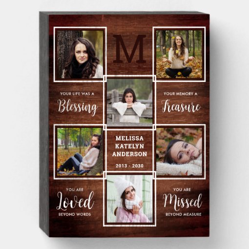 Rustic Memorial Remembrance Photo Keepsake Wooden Box Sign | Zazzle