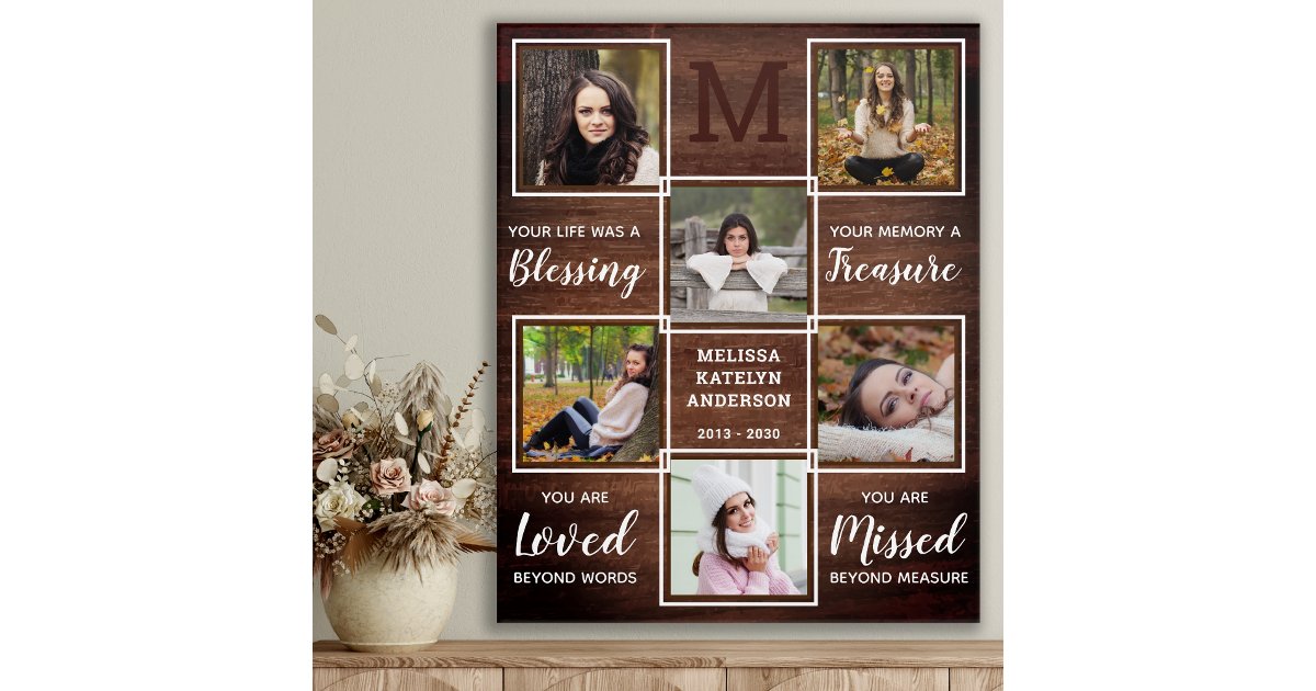 Rustic Memorial Remembrance Poem Multi Photo Acrylic Print | Zazzle