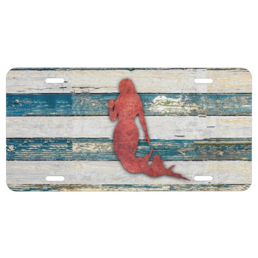 Rustic Mermaid (Red) License Plate | Zazzle