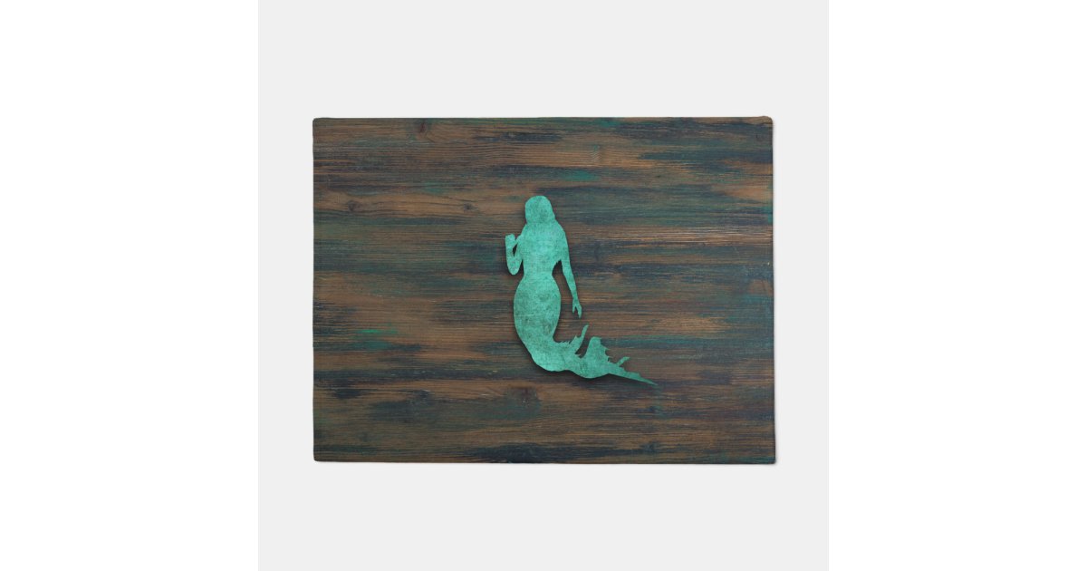 Rustic Mermaid (Teal) Doormat | Zazzle