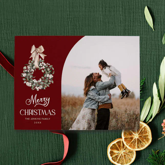 Rustic Merry Christmas Photo Card | Zazzle